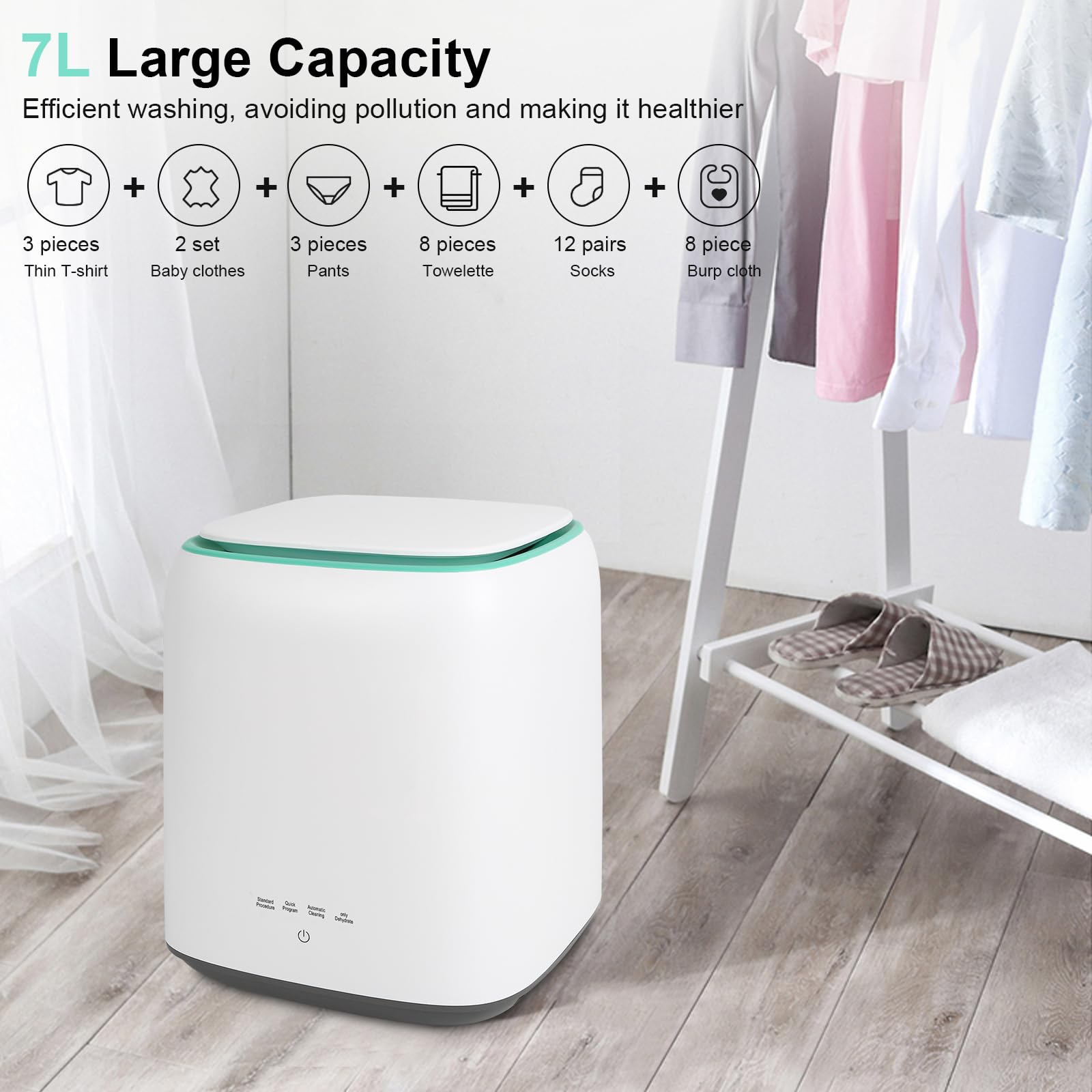 7L 16.3LB Fully automatic Mini portable washing machine, Portable ...