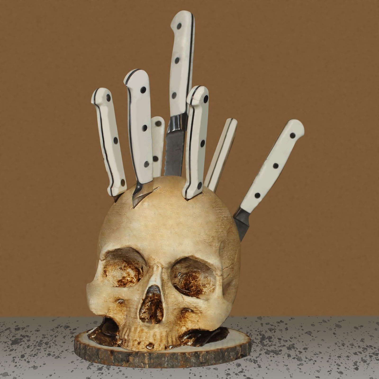 Amazon.com: ROTORS Skull Knife Holder for Halloween Decor, Horror ...