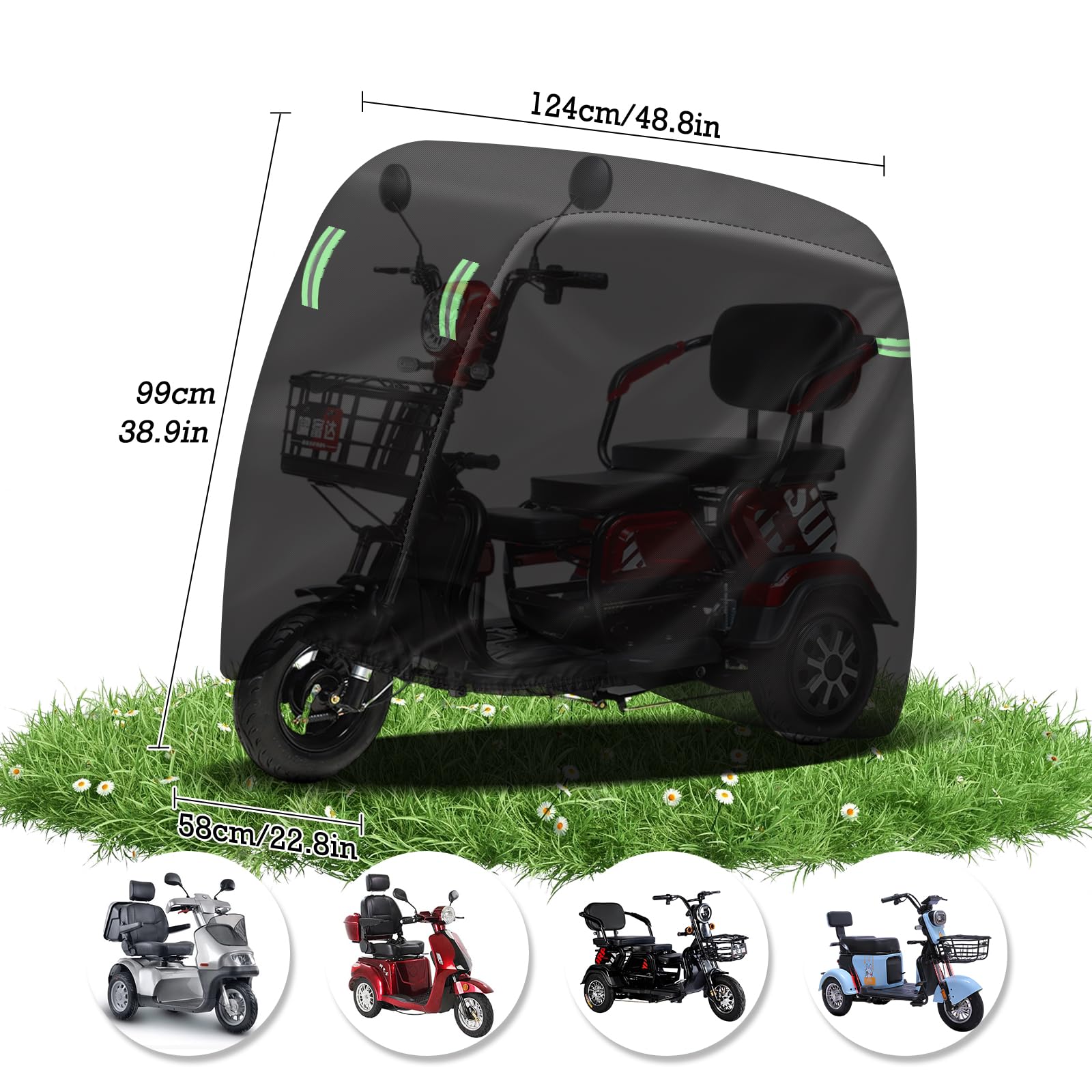 MaxAwe 124x58x99cm Mobility Scooter Cover, 420D Heavy Duty Waterproof ...