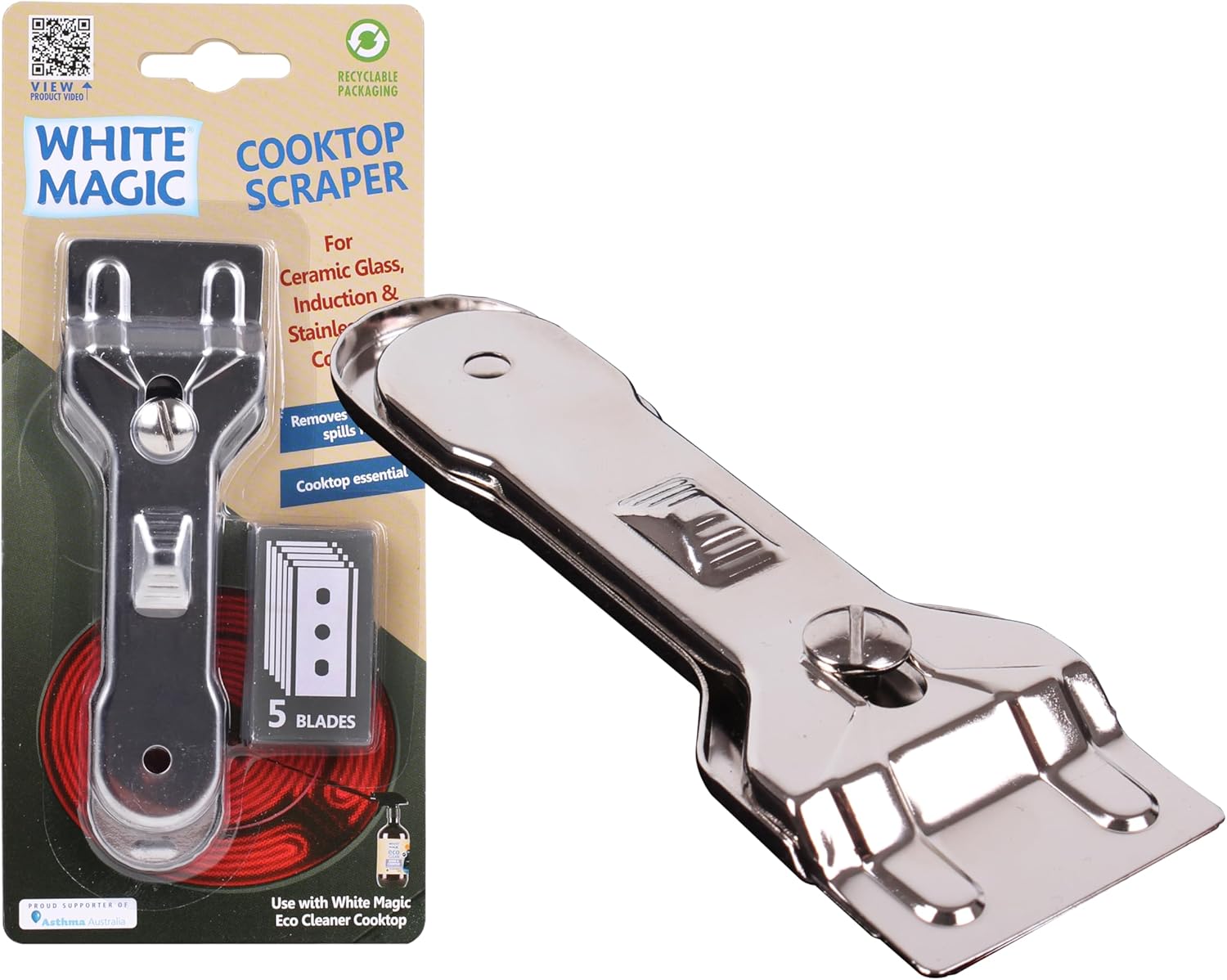 White Magic Cooktop Scraper, Ideal for Ceramic Glass, Induction ...