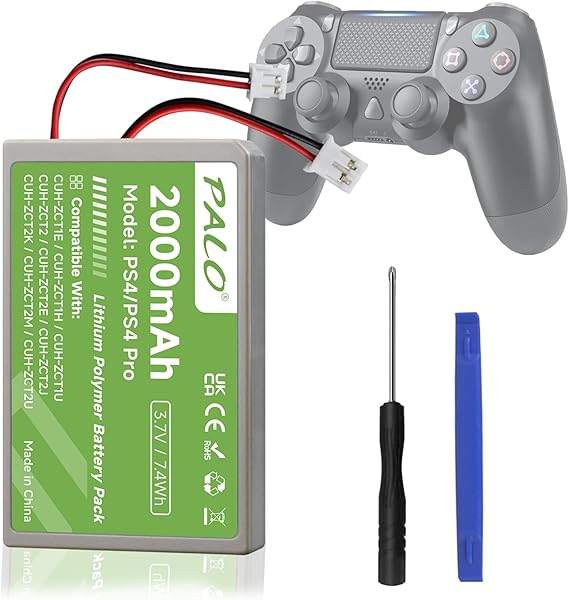 Amazon.com: Palogreen PS4 Battery Replacement 3.7V 2000mAh for Sony PS4 ...