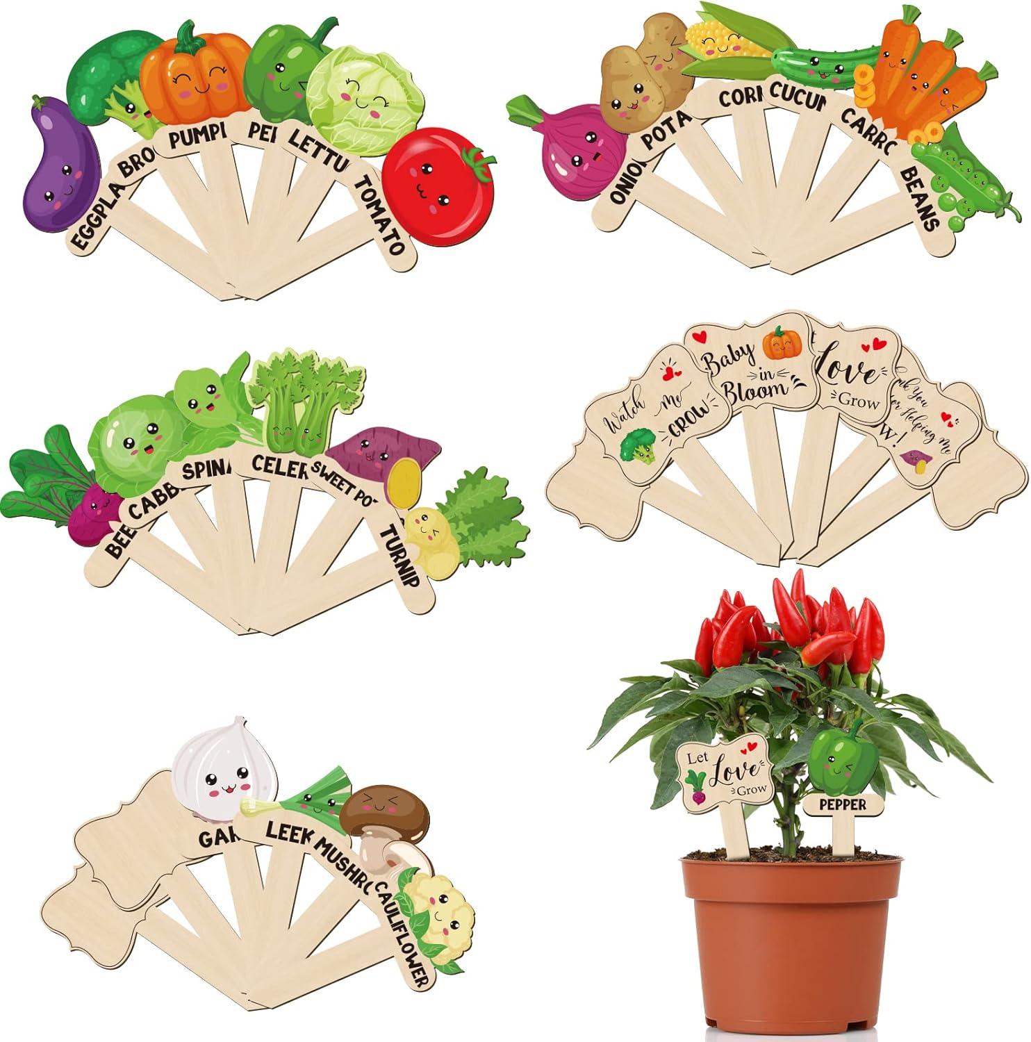 30 Pack Wooden Garden Plant Markers Garden Potted Plants Labels for ...