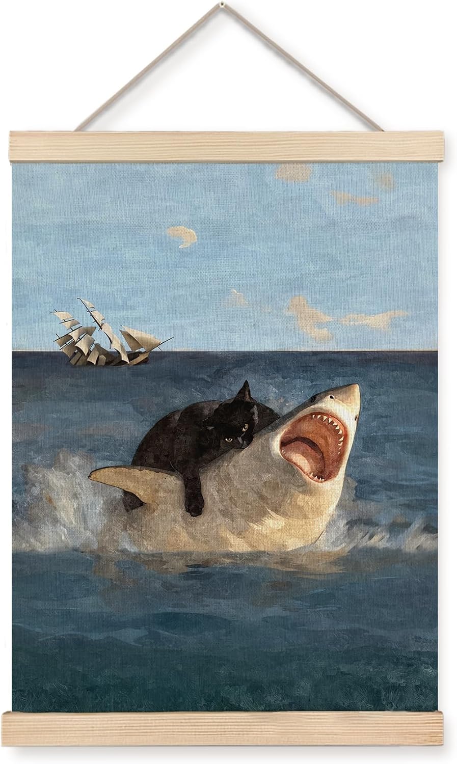 Amazon.com: Foritho Funny Renaissance Fat Black Cat vs Shark Meme ...