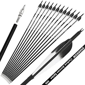 28/30/31 Inch Archery Carbon Arrows Spine 500 Hunting Target Practice ...