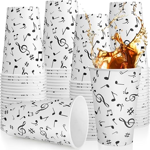 Amazon.com: FillTouch 100 Pcs Musical Notes Cups Music Disposable ...