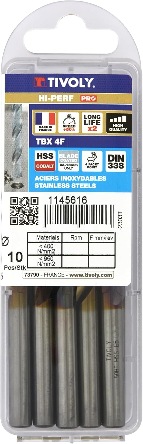 TIVOLY - Set of 10 High Performance HSS-Cobalt Metal Drill Bits Ø8mm ...