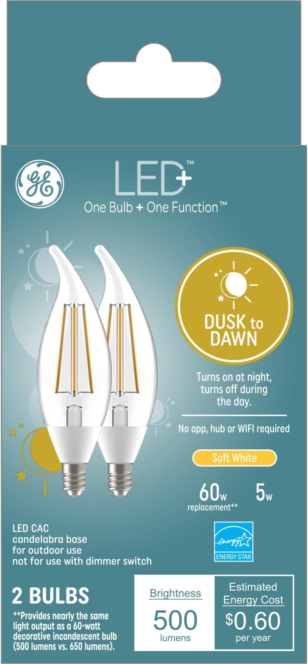 GE Ultra Bright LED Light Bulbs, 100W, Soft White Candle Lights, Clear ...