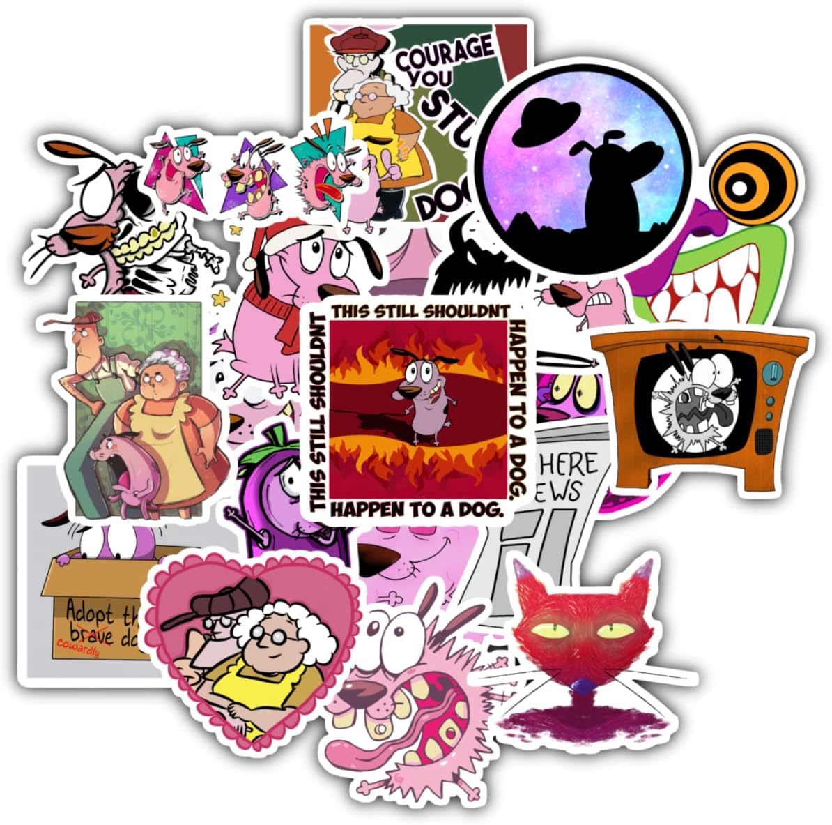 Amazon.com: 20 Pcs Stickers Packs Courages Colorful The Aesthetic Dog ...