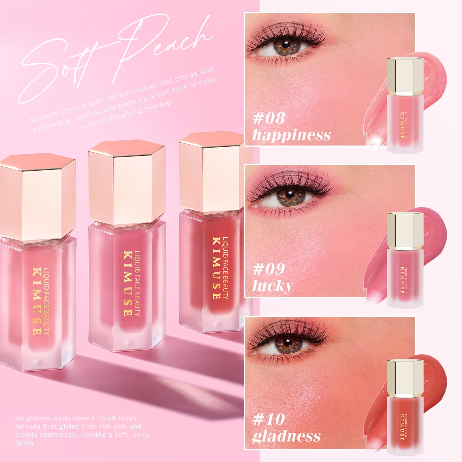 Snapklik.com : KIMUSE Liquid Blush - Soft Cream Blush For Cheeks
