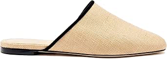 Amazon.com: Larroudé, Venice Flat Mule In Beige Raffia And Black ...