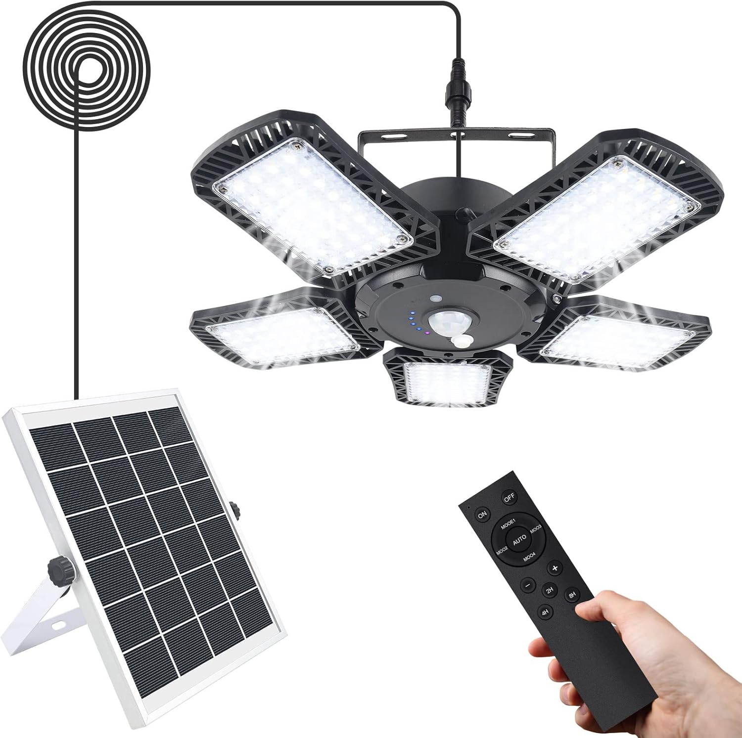 xingruyu Solar Shed Pendant Light Indoor Outdoor, 160LED 1200LM IP65 5 ...