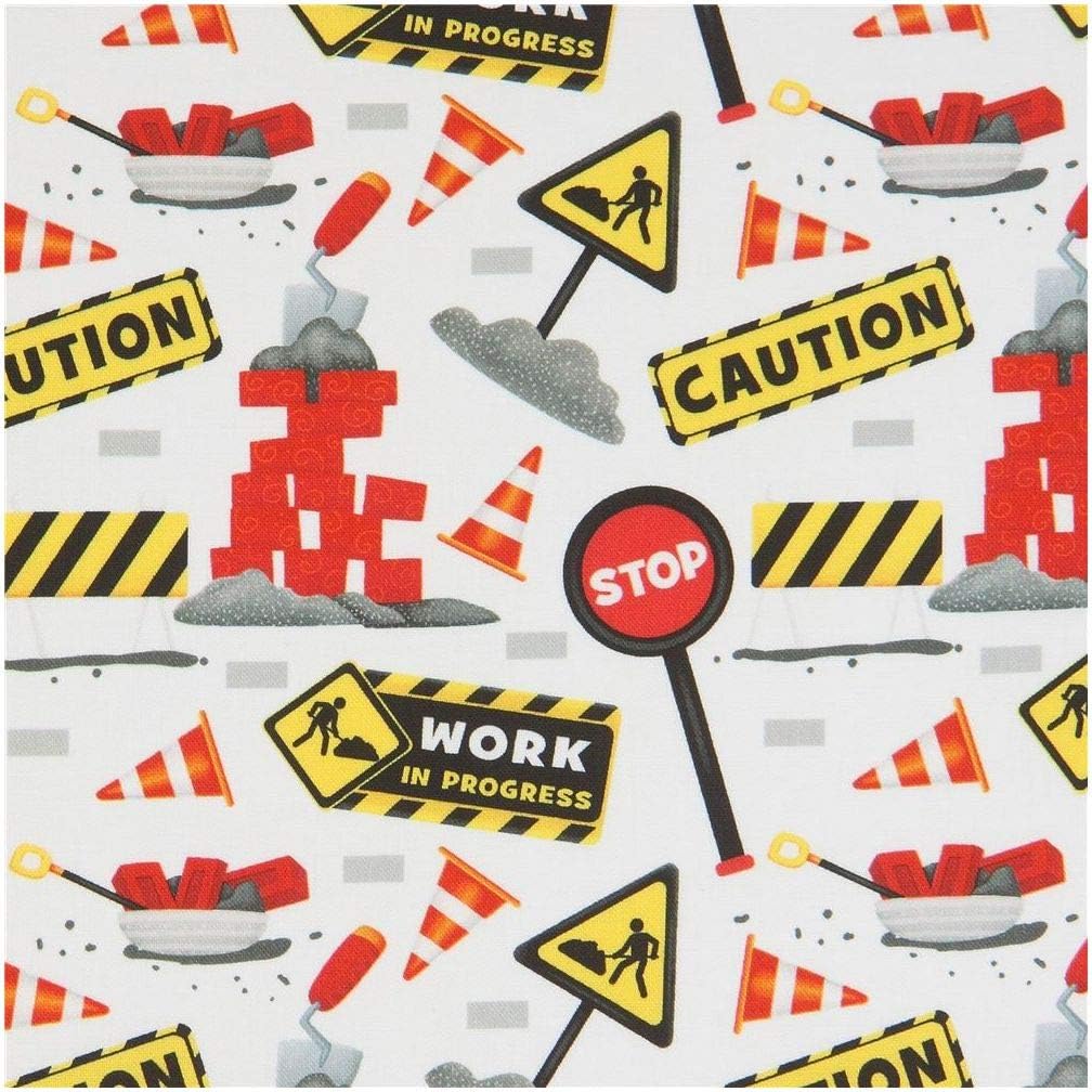 Amazon.com: QT Fabrics Work In Progress Construction Signs Fabric ...