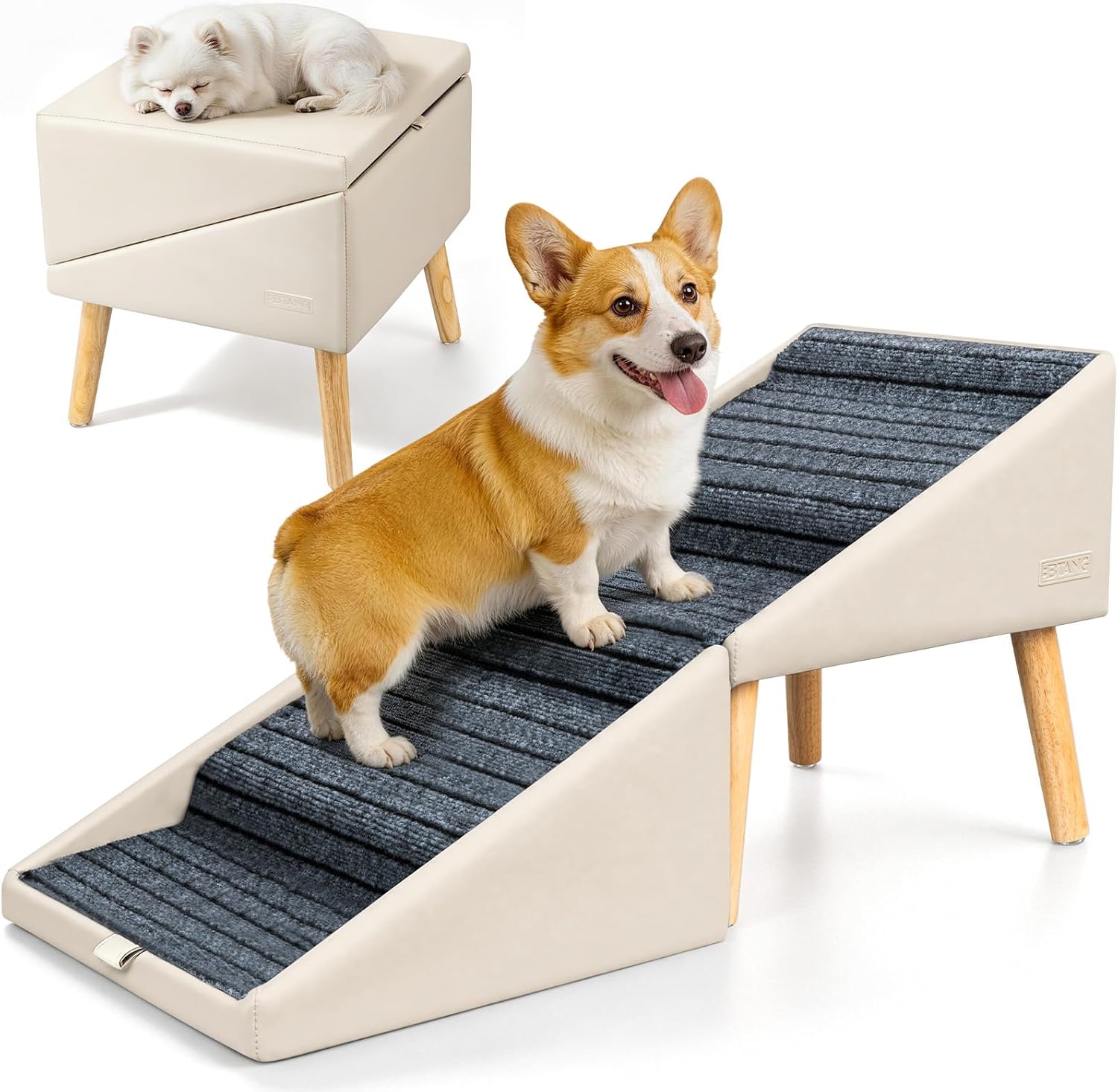 Amazon.com : 17" H Dog Stairs for Small Dogs – 4-Step Non-Slip Dog Ramp ...