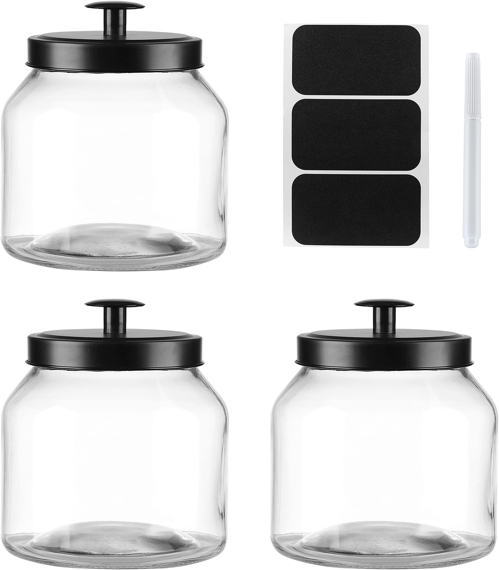 Amazon.com: meekoo 4 Set Glass Jars with Black Lids 34 oz Glass ...