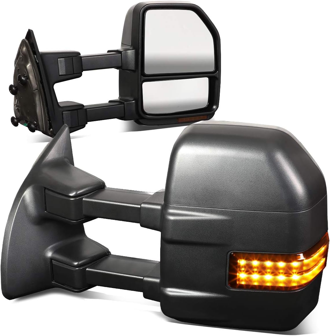Amazon.com: Pair Black Manual Telescoping LED Turn Signal Rear View ...