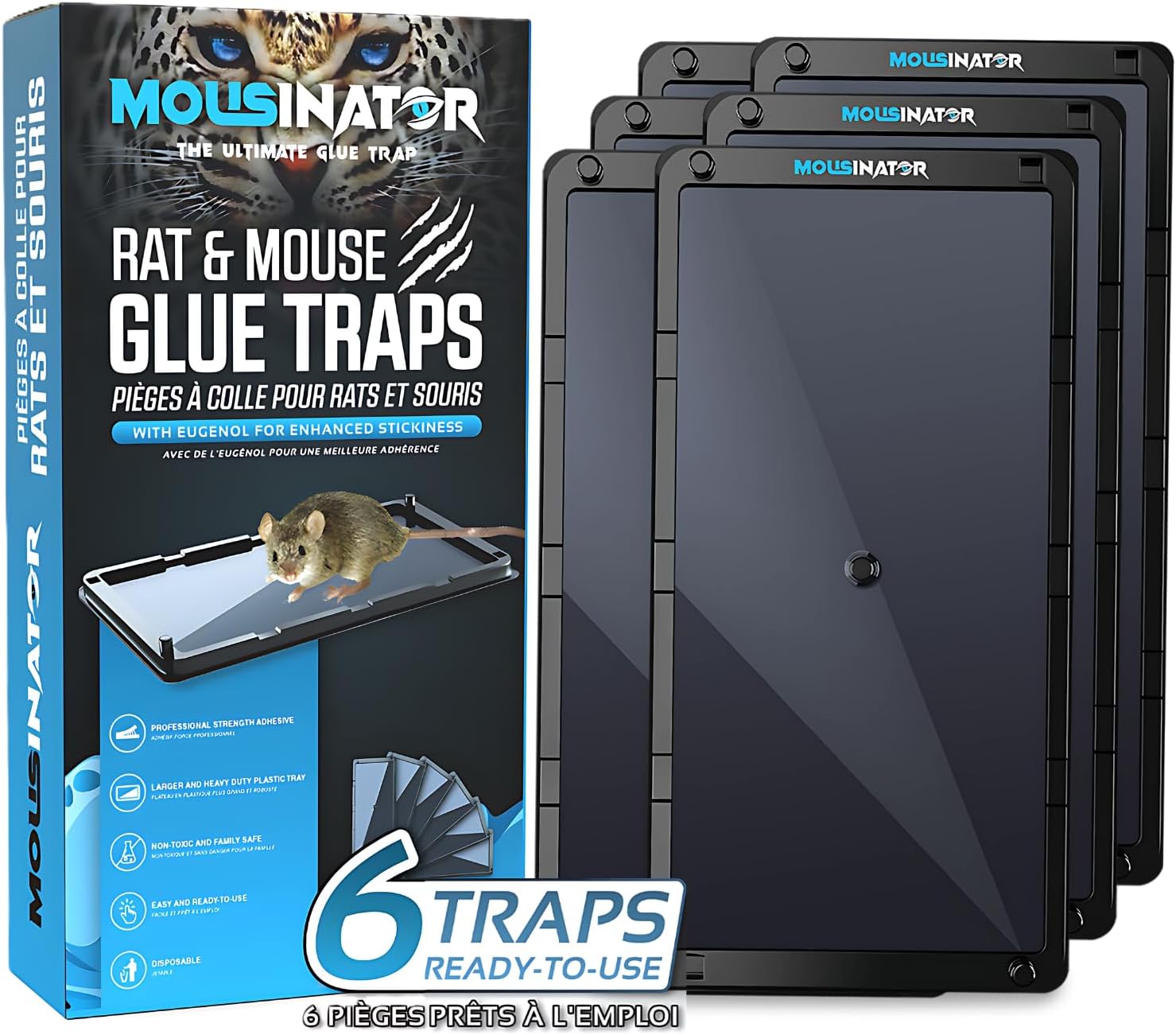 MOUSINATOR Rat and Mouse Large Glue Traps, 6-Pack, Larger, Heavier with ...