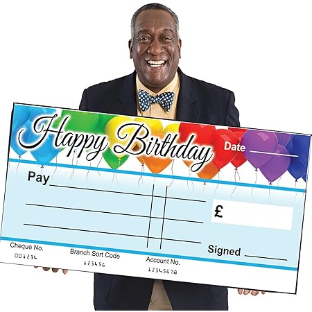 BLANK Cheque Check Presentation Gift 18th Birthday Present Reusable V30 ...