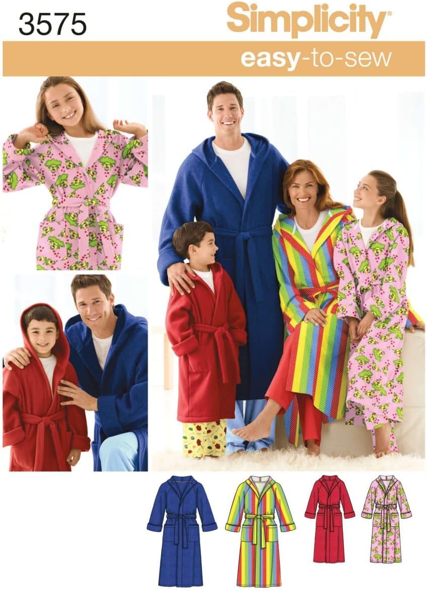 Amazon.com: Simplicity Easy-to-Sew 3575 Bathrobe Sewing Pattern for ...