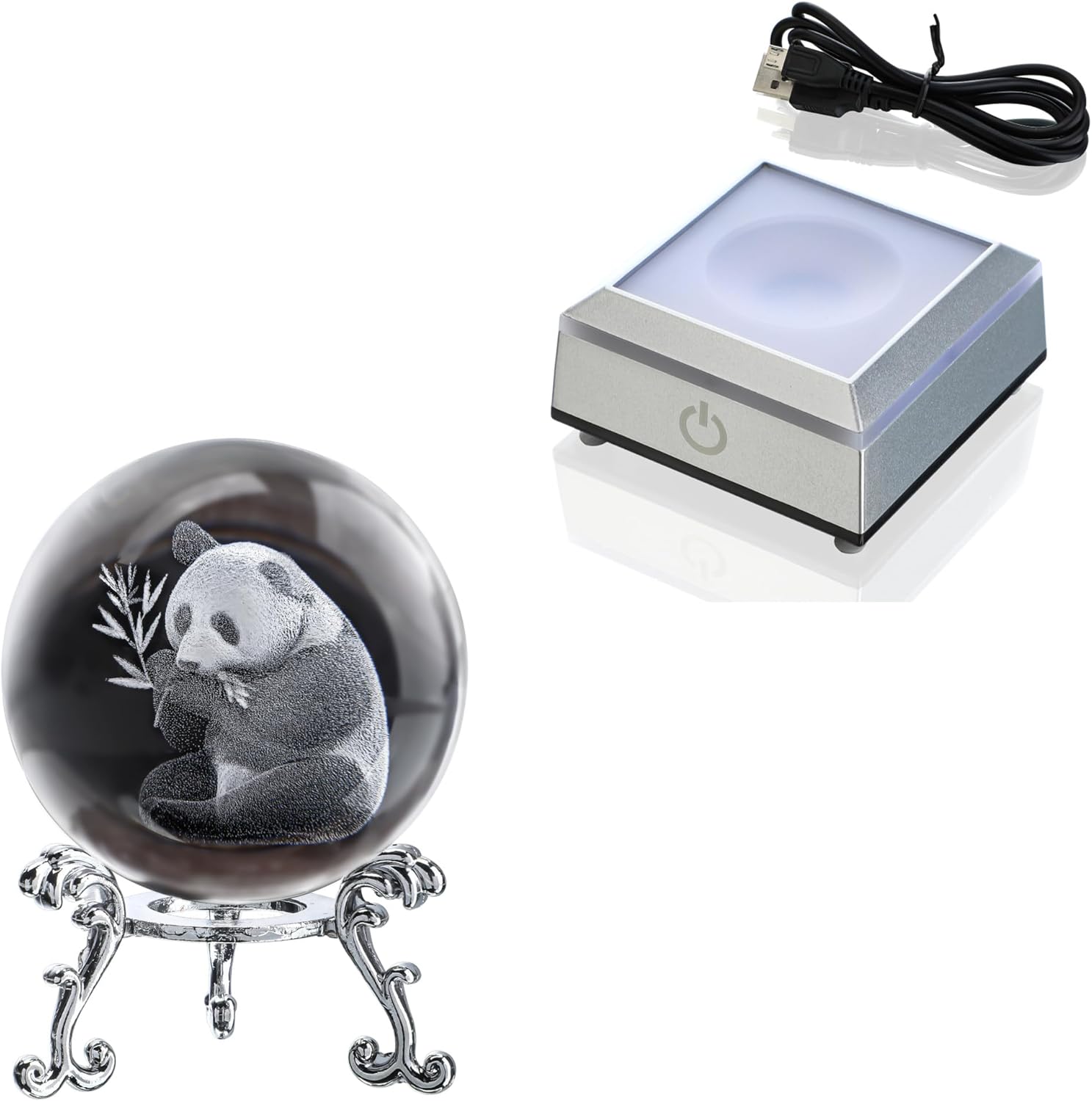 Amazon.com: ZEERSHEE 60mm 3D Crystal Ball and Multicolor LED Light Base ...