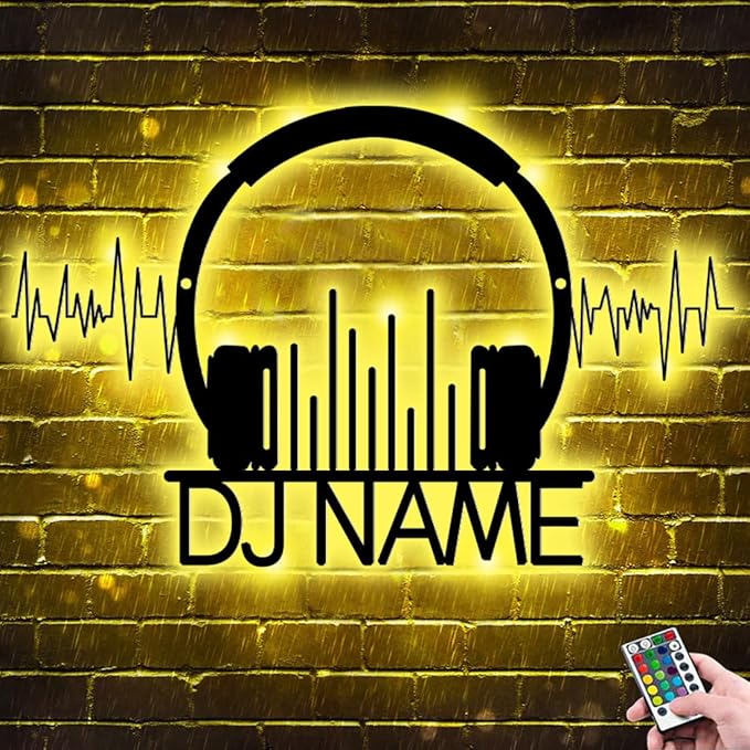 Personalized DJ Player Neon Sign, Custom Name DJ Disc Player Headphones ...