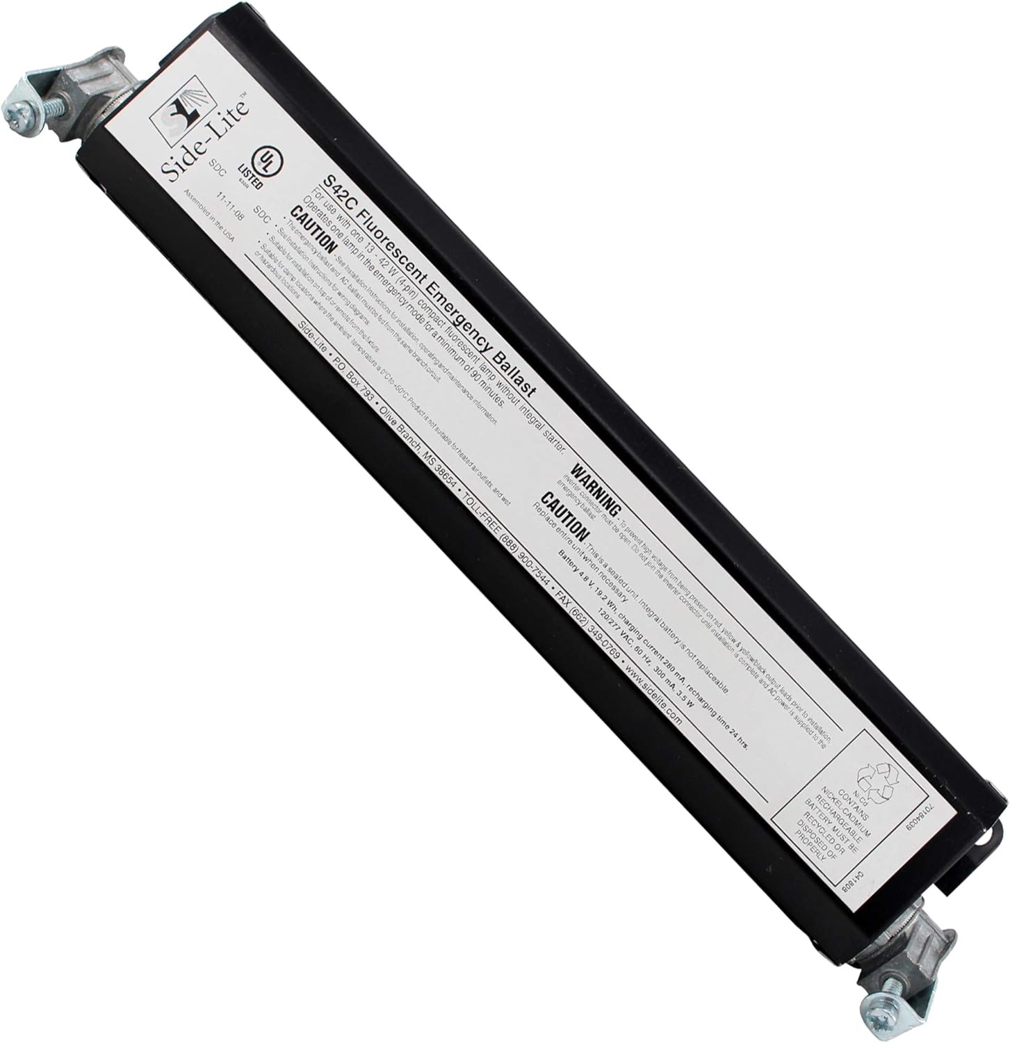 Side-Lite S42C Fluorescent Emergency Ballast Battery, CFL 4-Pin 13-42W ...
