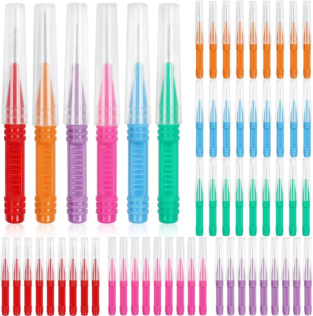 60 PCS Interdental Brush,Oral Dental Hygiene Flossing Brush with Longer ...