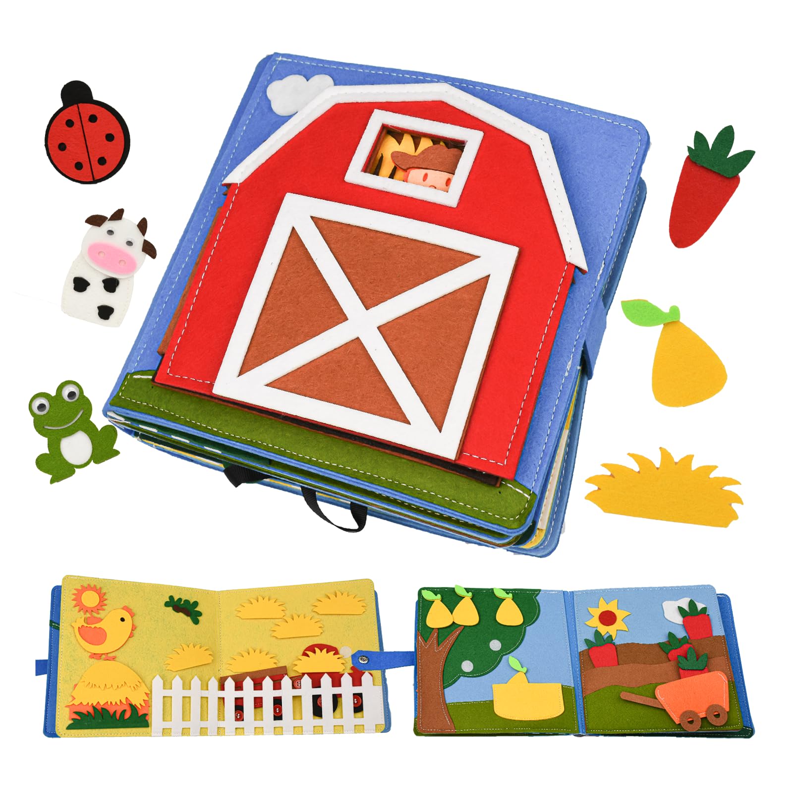 Zequech Educational Sensory Fabric Book, Children's Felt Learning Toys, Farm Orchard Themed 3D ...