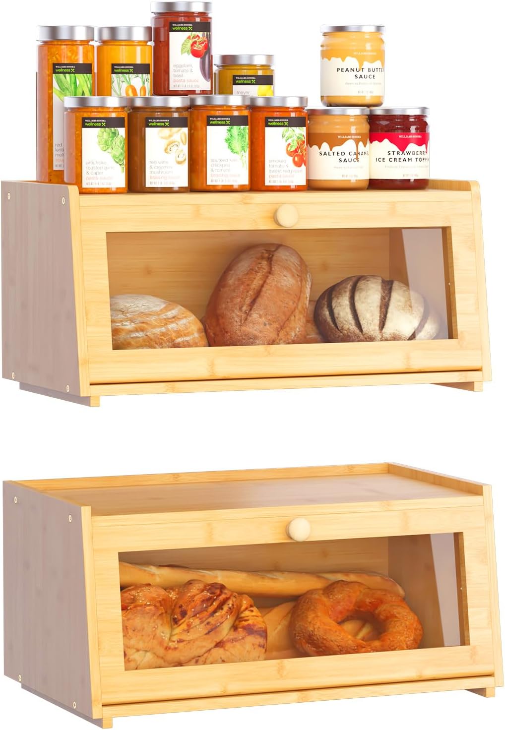 Amazon.com: uyoyous Bread Box for Kitchen Countertop, Bamboo Large ...
