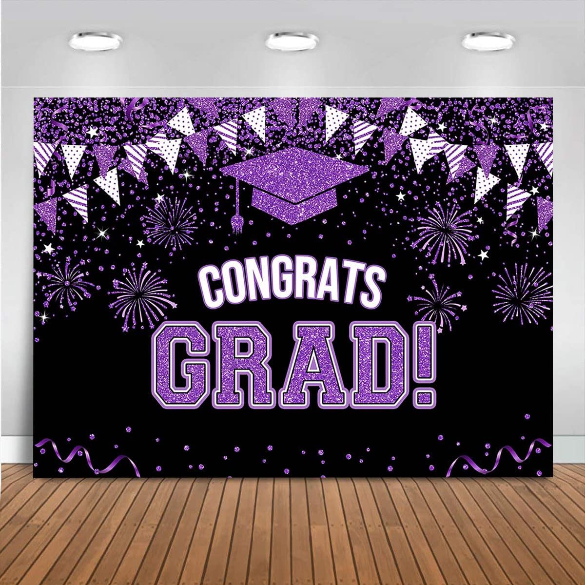 Amazon.com : Mocsicka Black and Purple Graduation Party Decorations ...