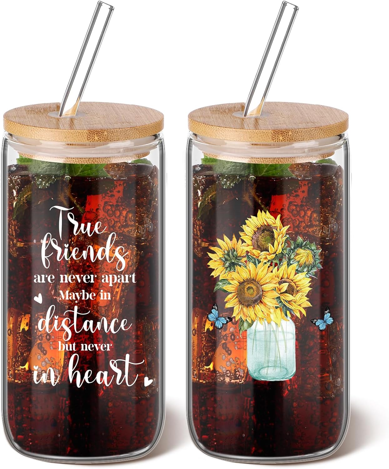 Amazon.com: Karenhi Gifts for Friends Glass Cup with Bamboo Lid and ...