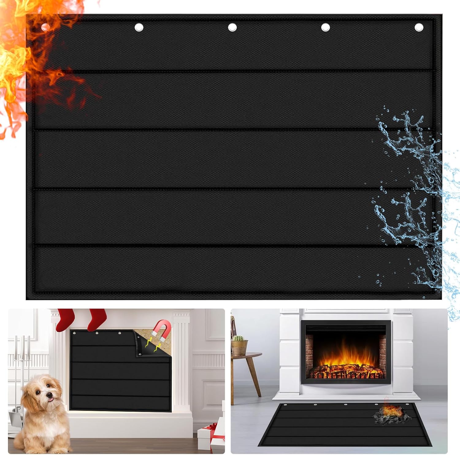 Amazon.com: Magnetic Fireplace Cover, 600D Fireplace Blocker Blanket ...