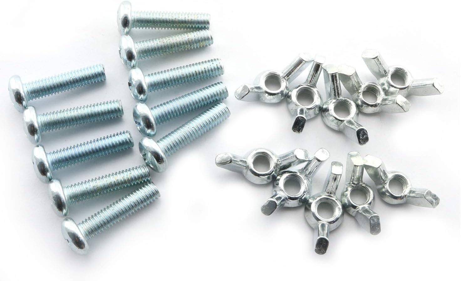 10 Pack Wing Nut Machine Screw Bolt Set M6 25mm Carbon Steel Zinc ...