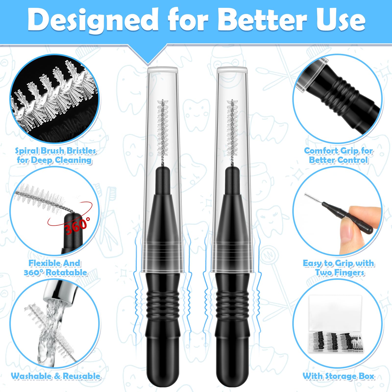 Snapklik.com : 120Pcs Interdental Brushes, 360 Bendable Soft Bristles ...