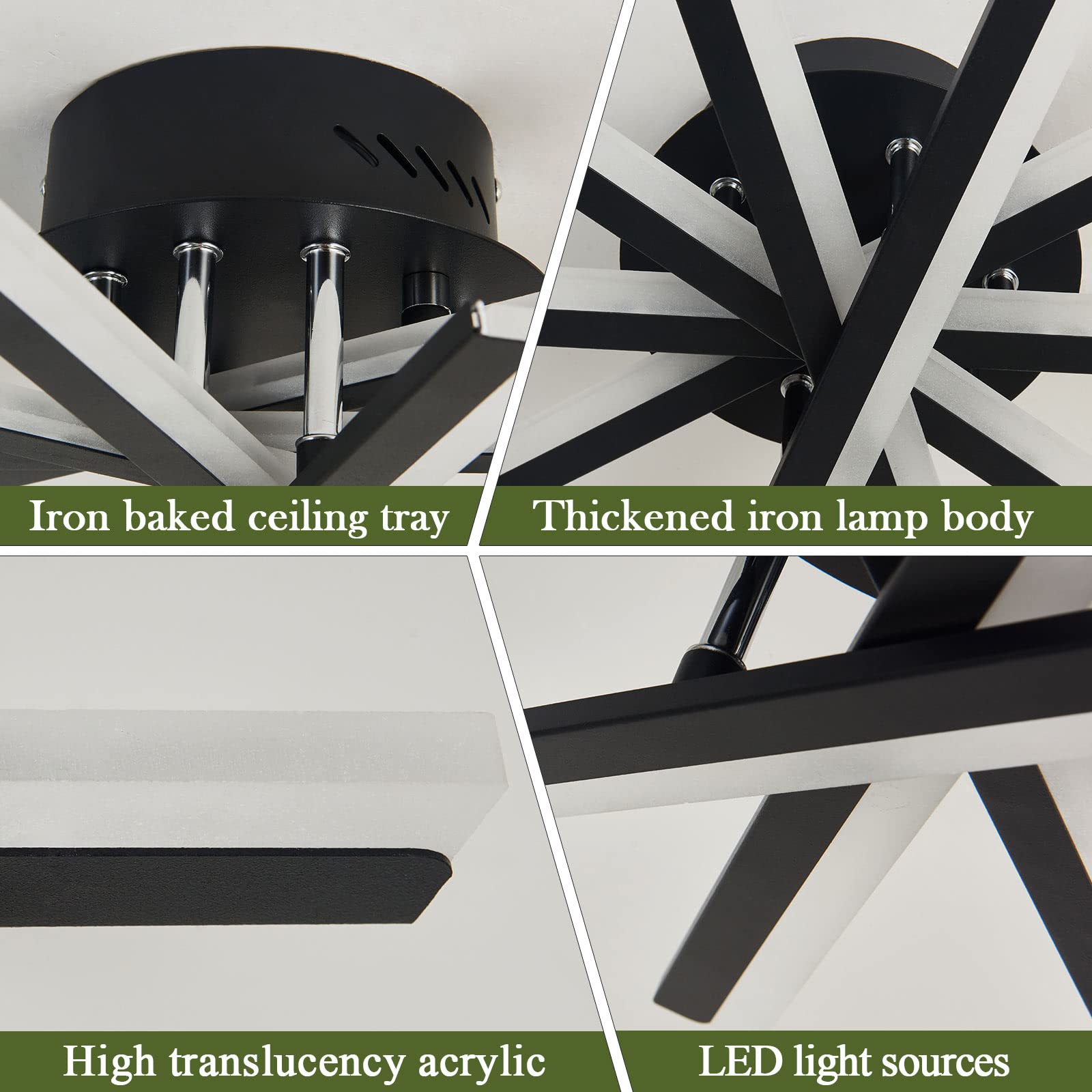 DAFKOS Modern LED Sputnik Ceiling Light Fixture with Remote Control 37W ...