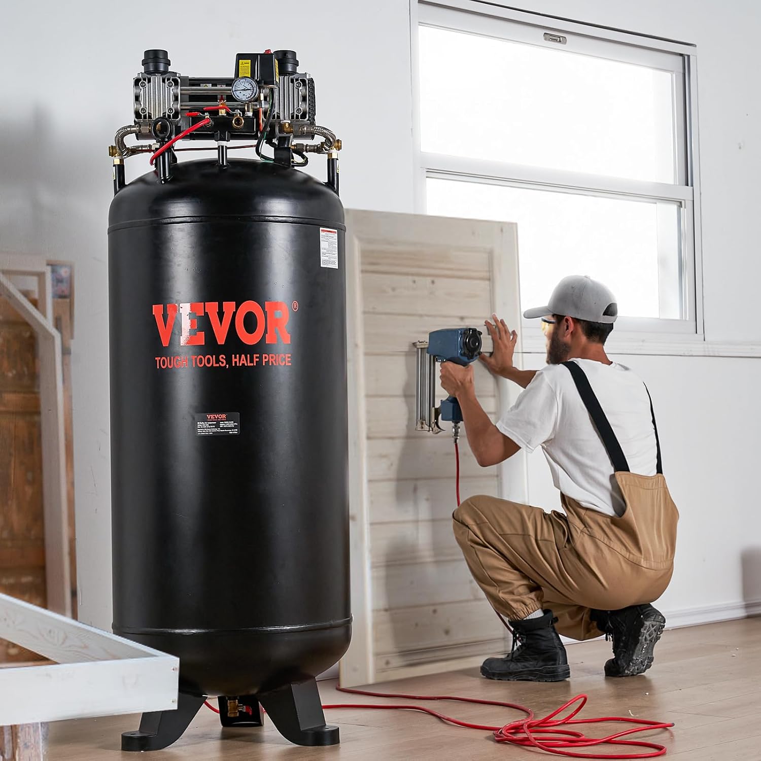 VEVOR 80 Gallon Air Compressor, 6.5HP 15.5SCFM@90 PSI, 2-Stage 145PSI ...