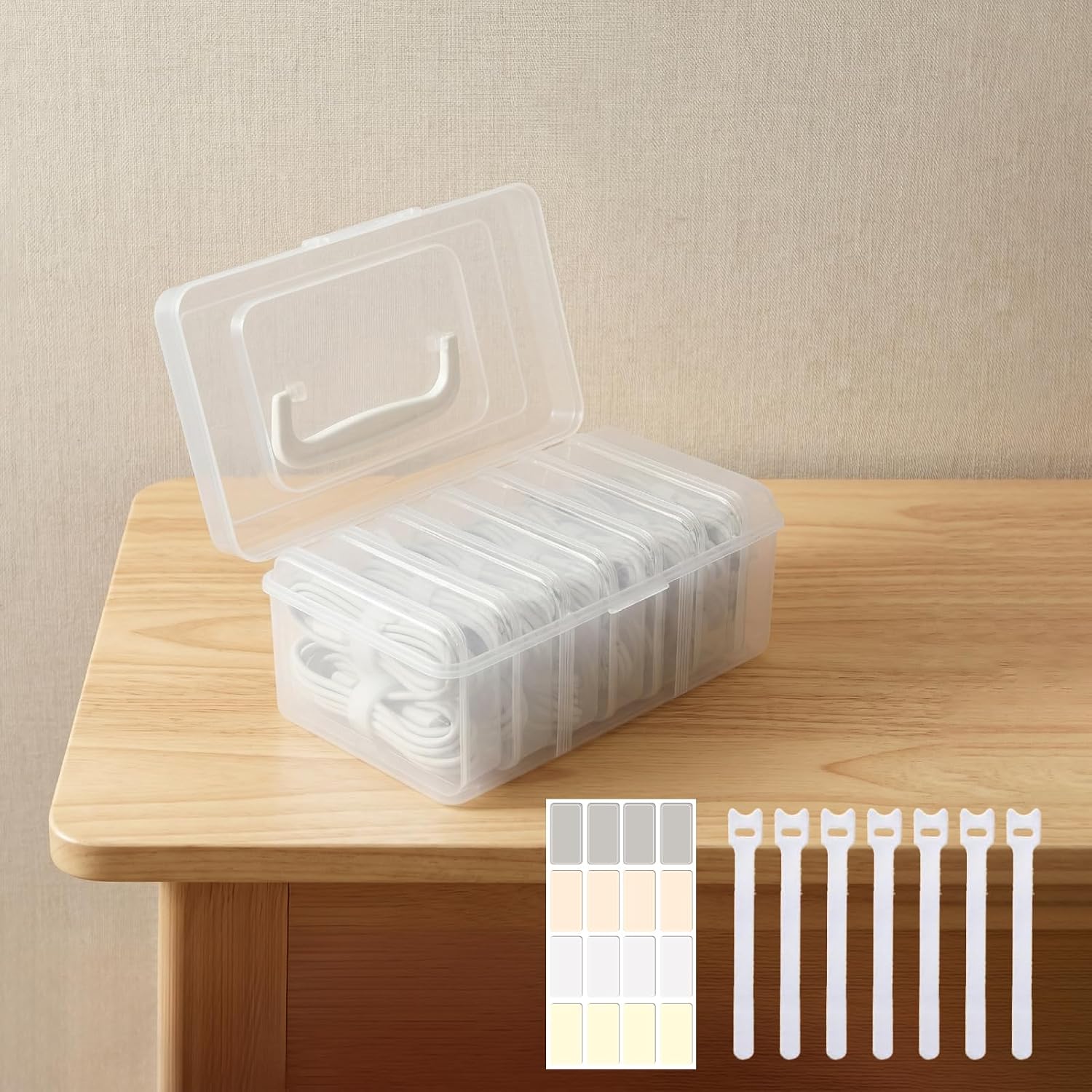 Amazon.com: 7 Case Portable Cable Storage Box with Handle and Label ...