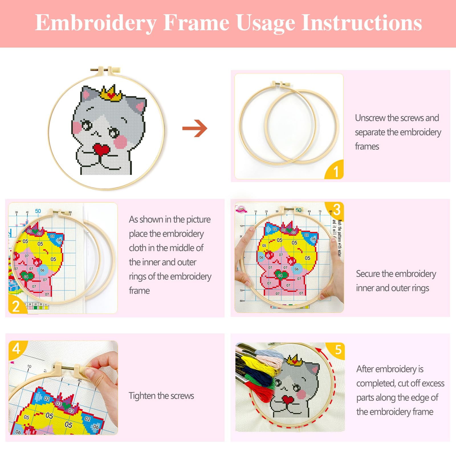Snapklik.com : Zhenqing 4-Piece Cross Stitch Kit For Adults - Pre ...