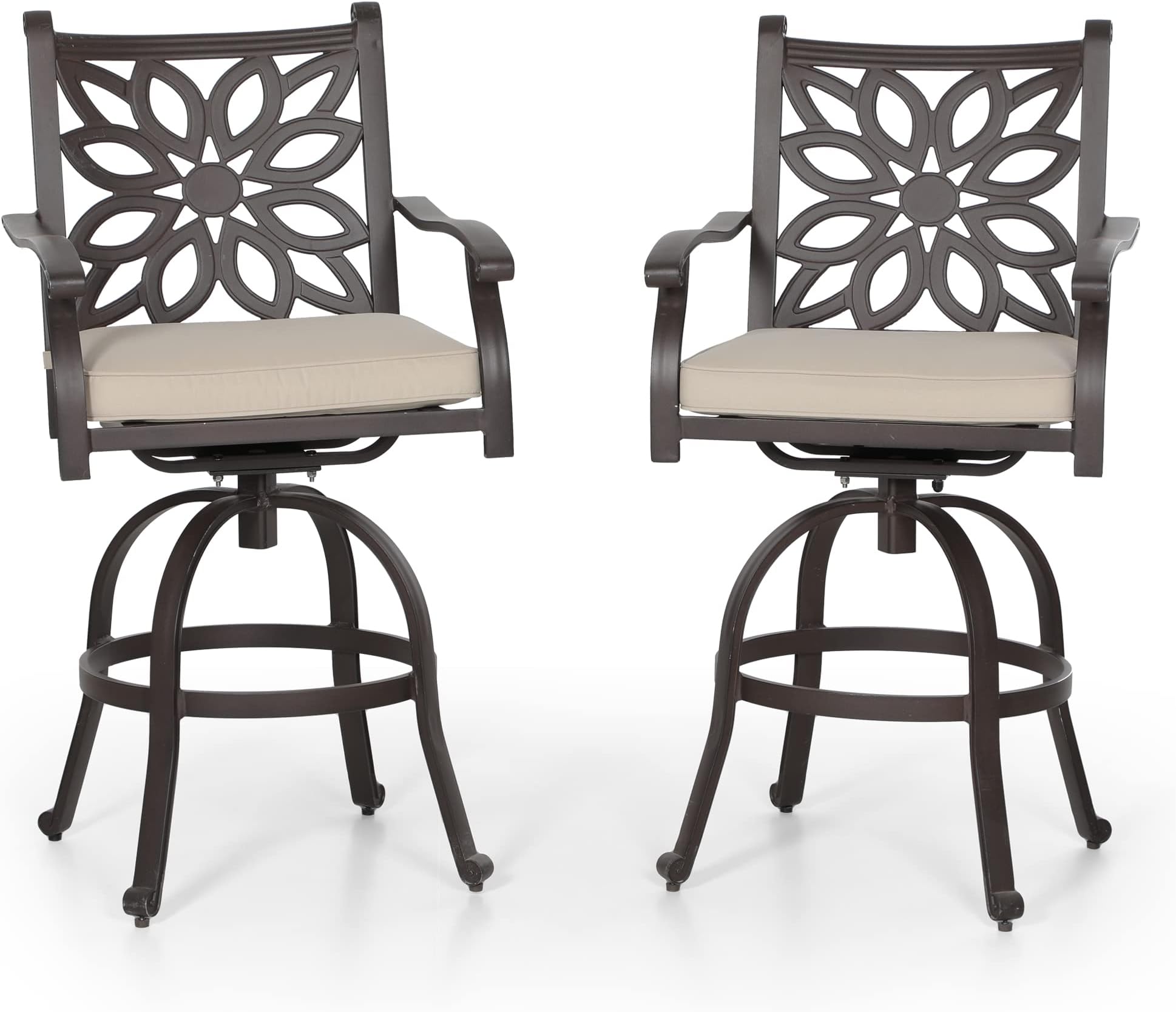 Amazon.com: Palm Tree Outdoor Patio Set 4pc Swivel Barstools 30" H Dark ...