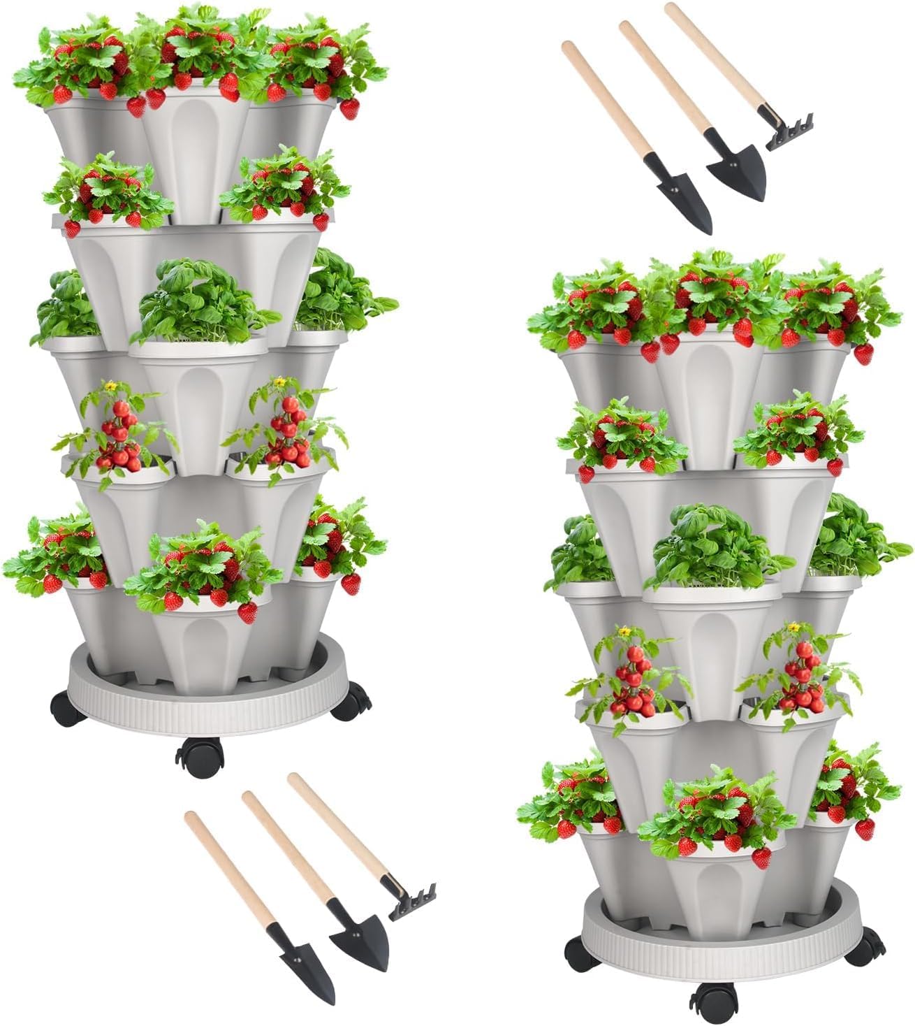 Amazon.com : Stackable Planter with Wheels and Tools, 5 Tier Vertical ...