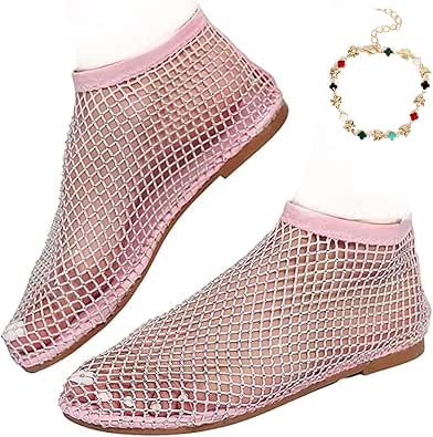 Amazon.com | Mesh Ballet Flats for Women, Ultra Comfortable Shiny Gem ...