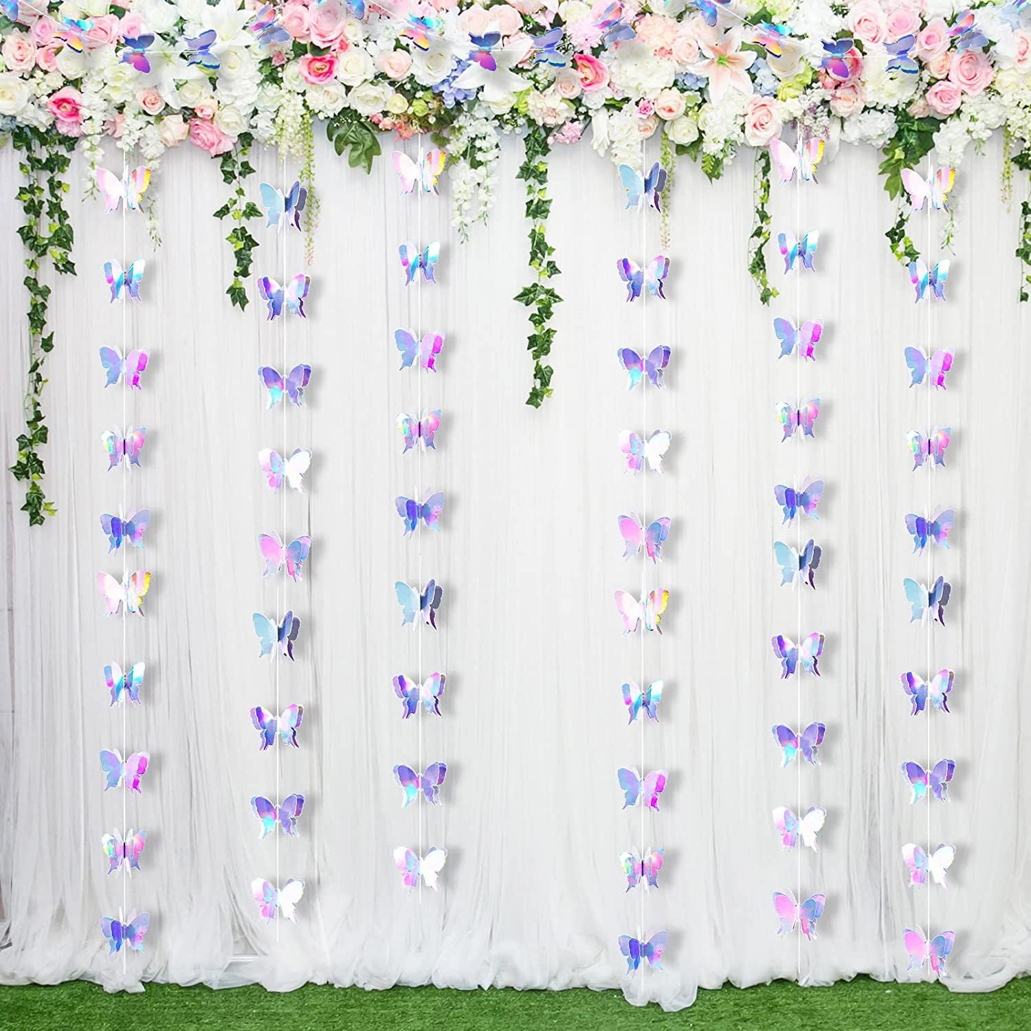 Amazon.com: Goresory 4Piece Butterfly Hanging Garlands 3D Laser ...