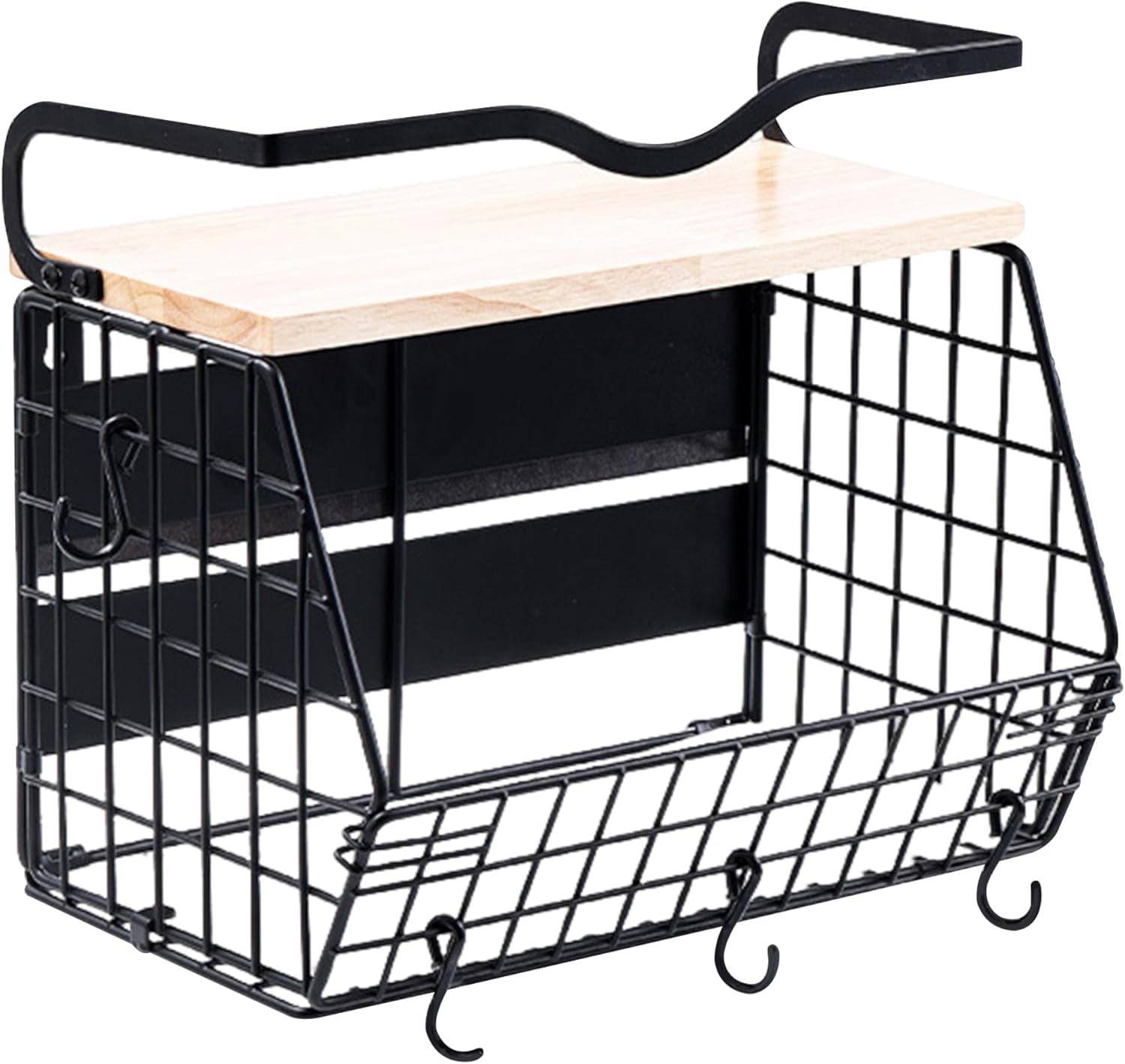 1PC Magnetic Shelf with Wood Lid, Heavy Duty Iron Magnetic Basket with ...