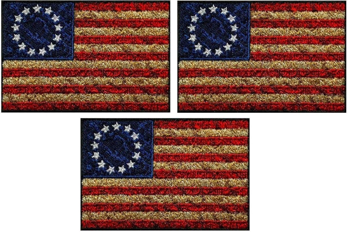 Amazon.com: Betsy Ross Distressed American Flag Embroidered Patch 3pc ...
