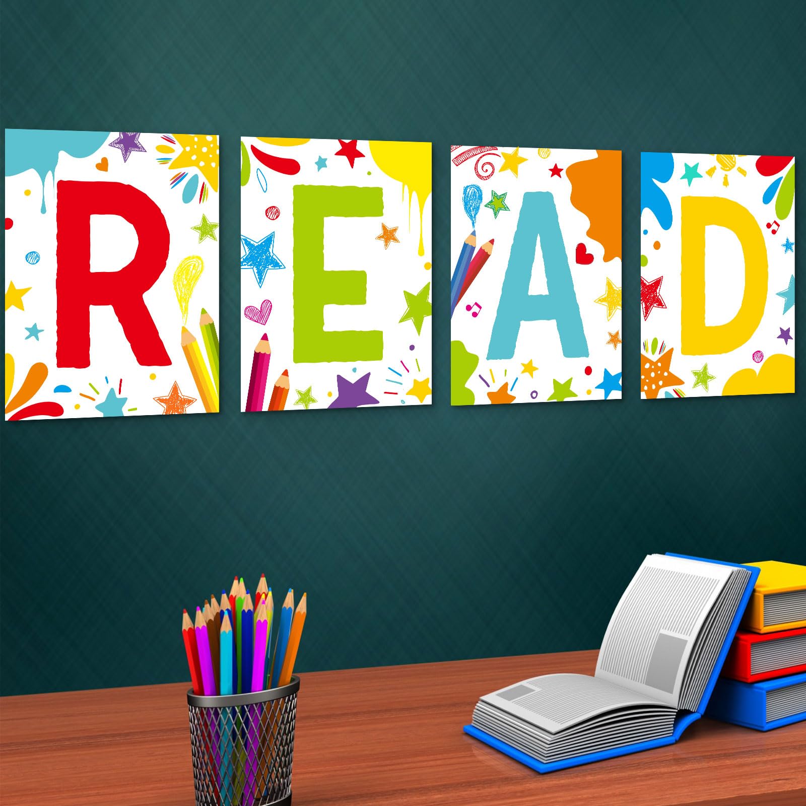 Amazon.com: Qilery 4 Pcs Reading Classroom Decorations Reading Banner ...