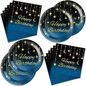 Amazon.com: 40Pcs Starry Night Happy Birthday Party Decorations Starry ...