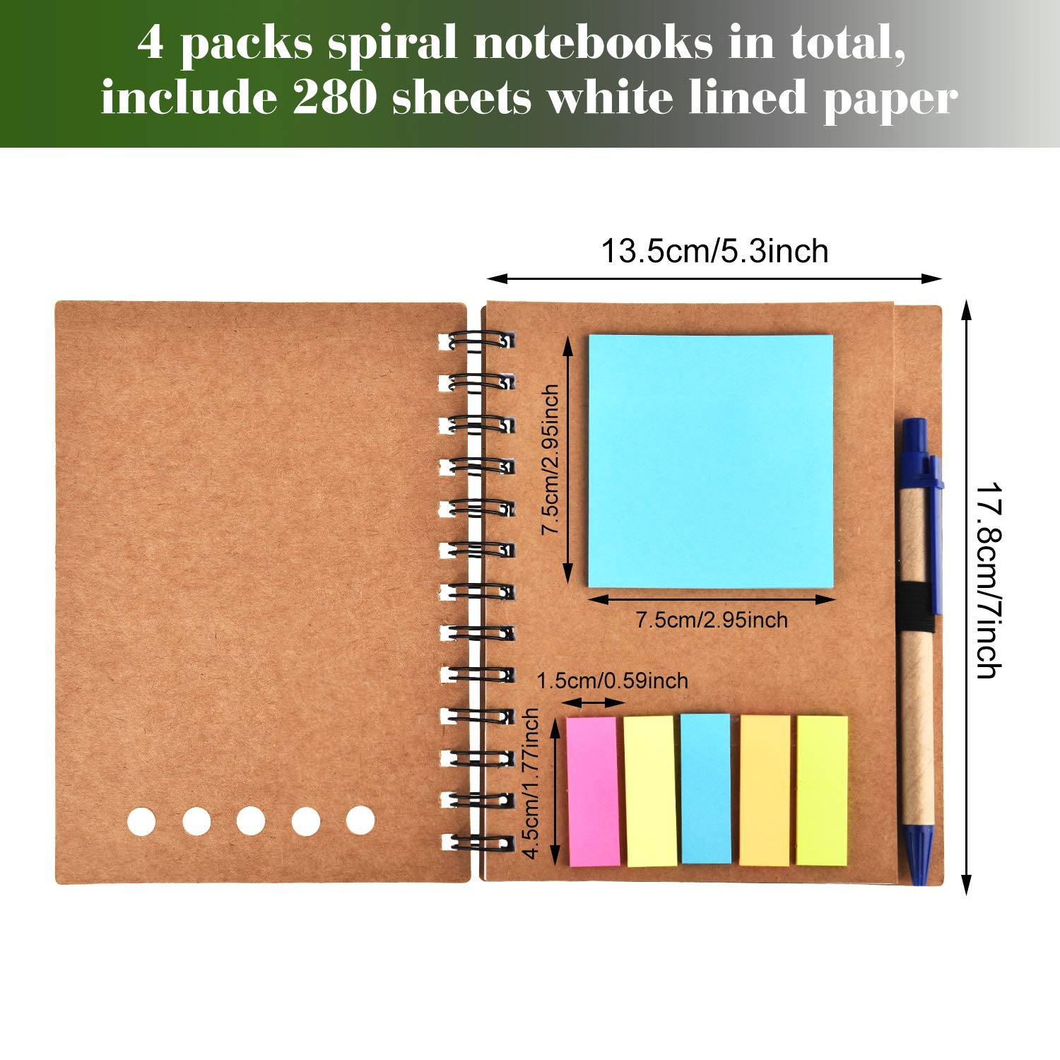 Snapklik.com : TOODOO 4 Packs Spiral Notebook Lined Notepad
