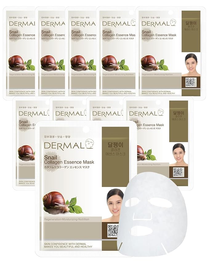 Amazon.com : DERMAL Snail Collagen Essence Facial Mask Sheet 23g Pack ...