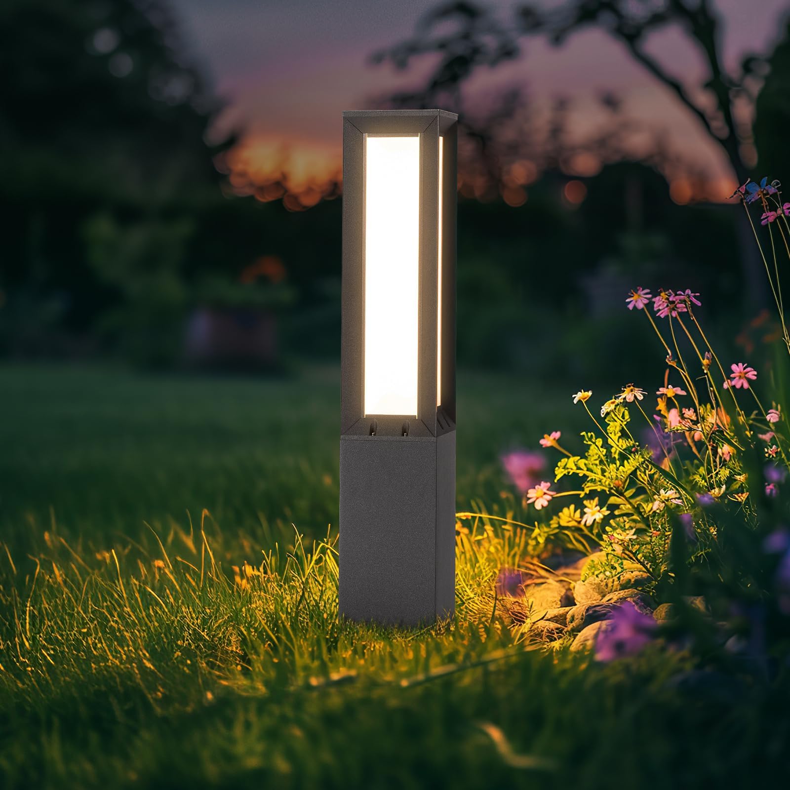 LED Bollard Landscape Light, 24W 42Inch Outdoor Modern Pathway Light ...