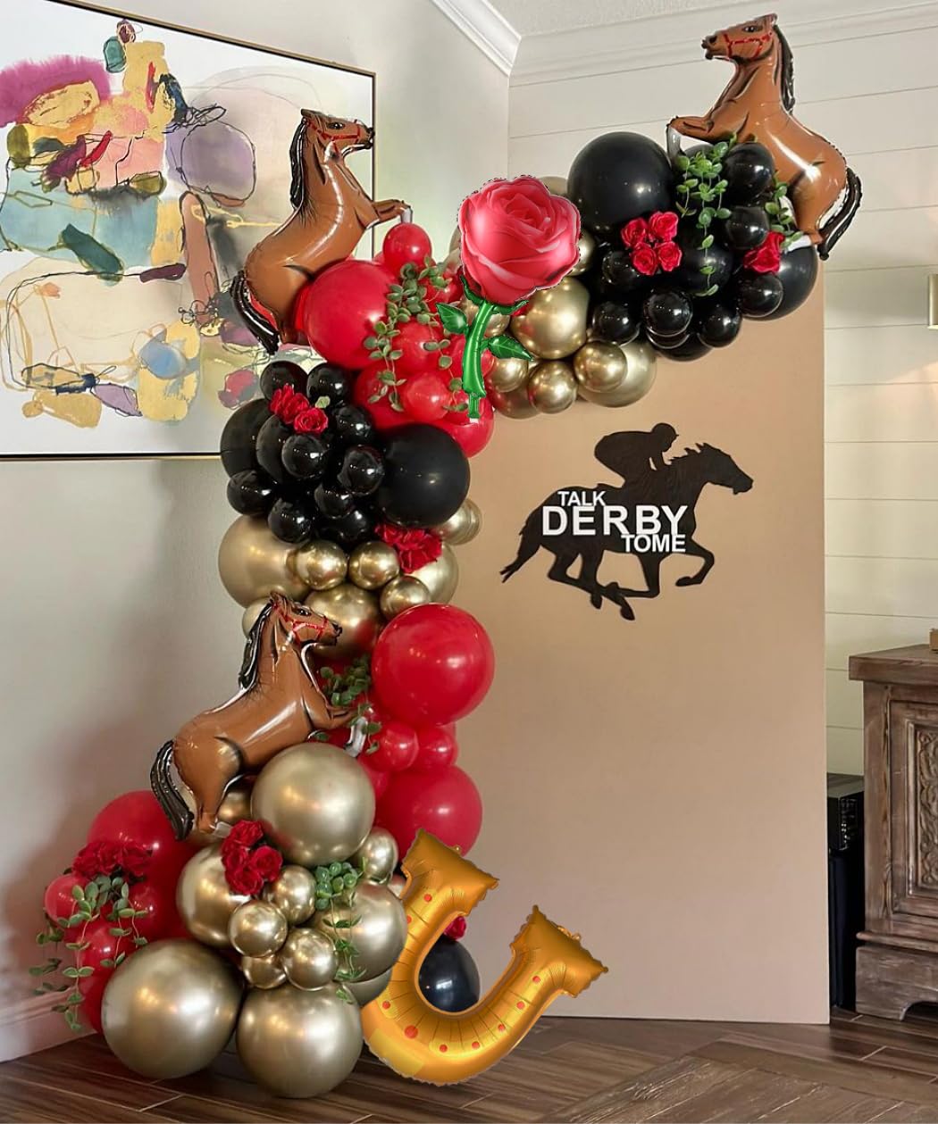 Amazon.com: Enanal Derby Balloon Garland Arch Kt, 144pcs Red Black Gold ...