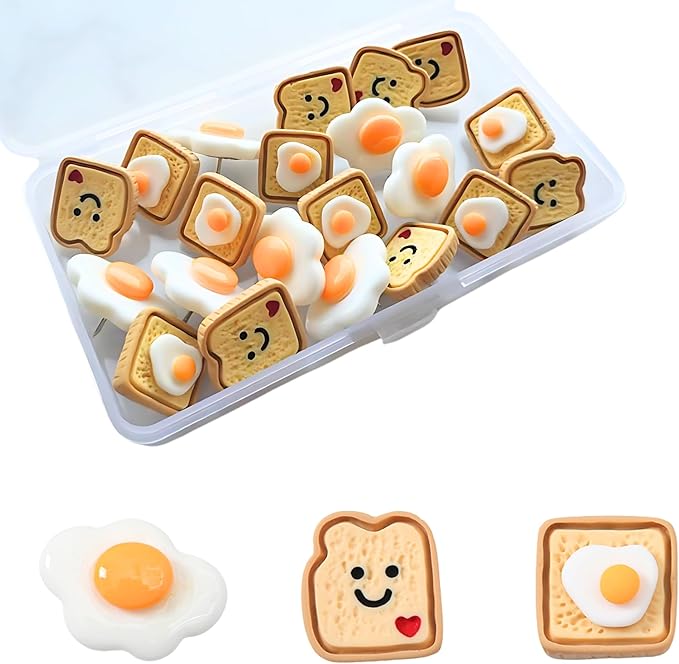Amazon.com: ALLUREVIE 21 Pcs Egg Toast Push Pins - Decorative Cute ...